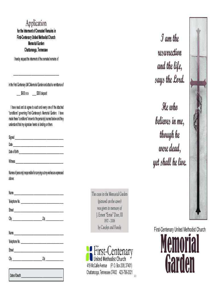 Fillable Online Interment of Ashes: How to Bury Cremated ...