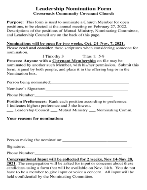 Fillable Online Leadership Nomination Form - storage.snappages.site Fax Email Print - pdfFiller