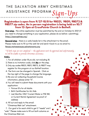 Fillable Online Salvation Army Christmas Assistance Program Flyer for ...