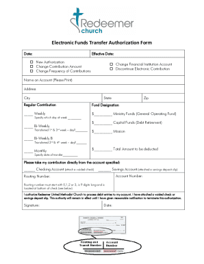 Fillable Online ELECTRONIC FUNDS TRANSFER (EFT) AUTHORIZATION AGREEMENT ...