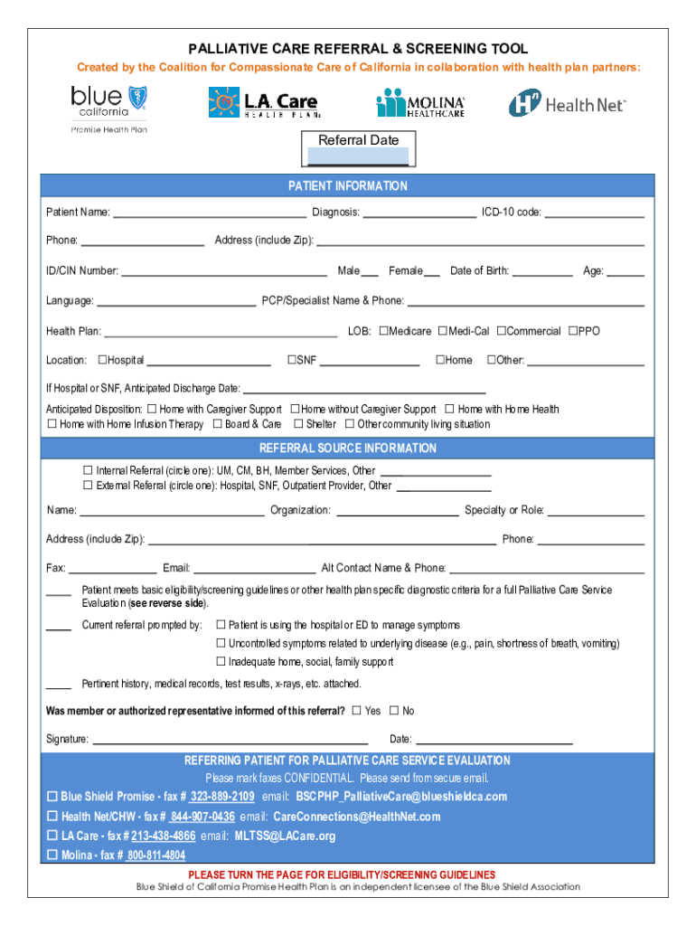 Fillable Online Essential Elements of Medi-Cal Palliative Care Services. The Medi-Cal managed ...