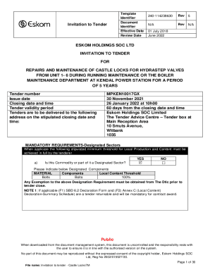 Fillable Online Template 240-114238630 Rev 5 Identifier Invitation to Tender Document N ... Fax ...