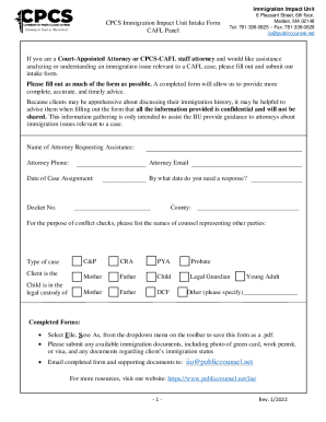 Fillable Online CPCS Immigration Impact Unit Intake Form CAFL Panel Fax ...