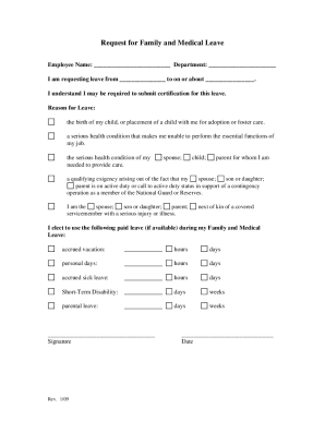 Fillable Online Request for Family Medical Leave - Sample Template Fax ...
