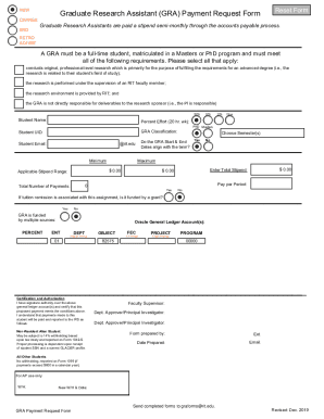 Fillable Online GRA Payment Request Form - Rochester Institute of ...