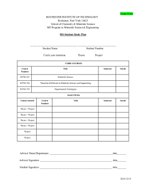 Fillable Online Green Form - Rochester Institute of Technology Fax ...