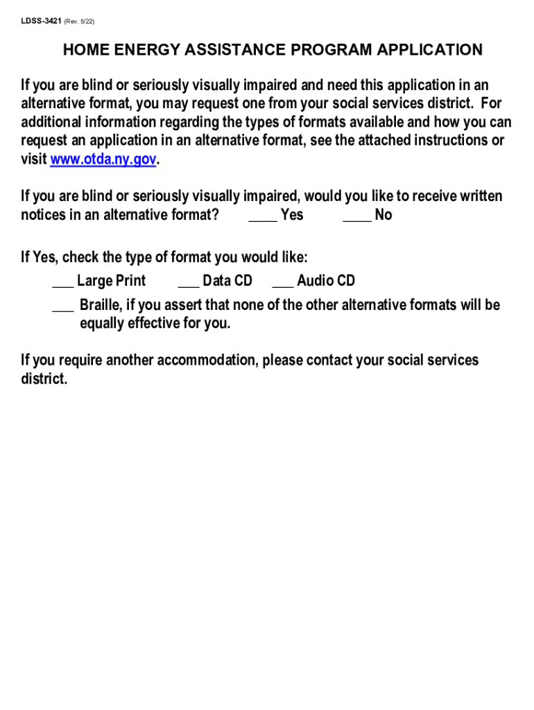 Fillable Online LDSS 3421-LP Home Energy Assistance Program Application ...