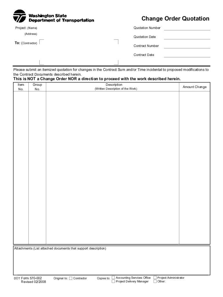 Fillable Online wsdot wa wsdot.wa.govpublicationsfulltextChange Order Quotation - Washington ...