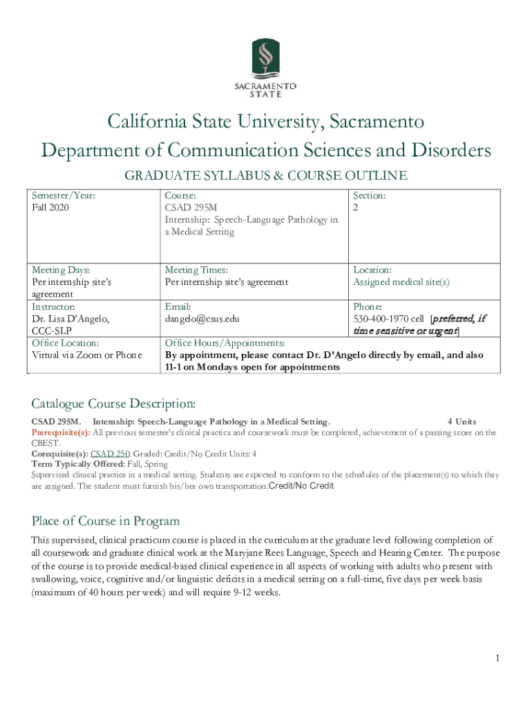 Fillable Online CSAD 295M Internship - Sacramento State Fax Email Print ...