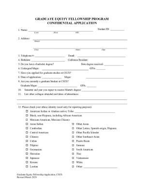 Fillable Online CALIFORNIA STATE UNIVERSITY, SACRAMENTO GRADUATE EQUITY FELLOWSHIP PROGRAM Fax ...