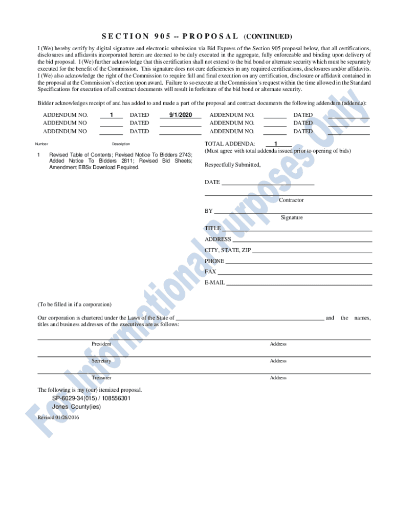 Fillable Online Revised Table of Contents; Revised Notice To Bidders ...
