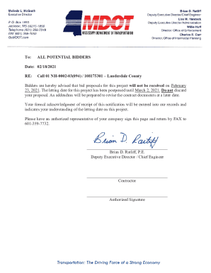 Fillable Online Feb Letting Postponement Letters.pdf Fax Email Print ...