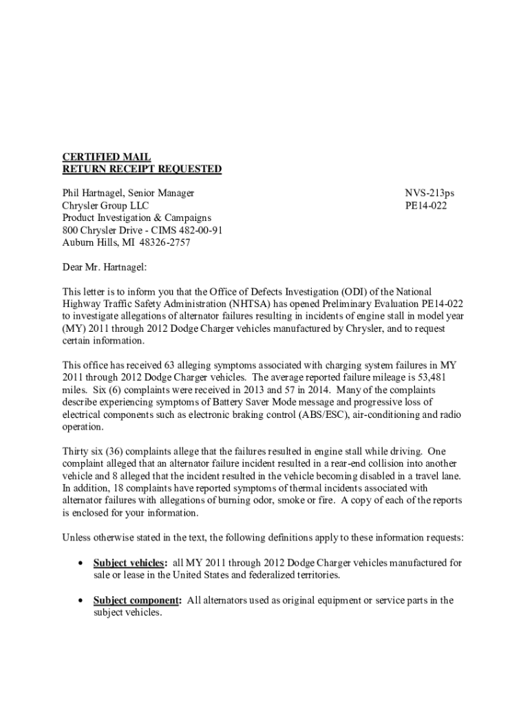 Fillable Online CERTIFIED MAIL RETURN RECEIPT REQUESTED - National ...