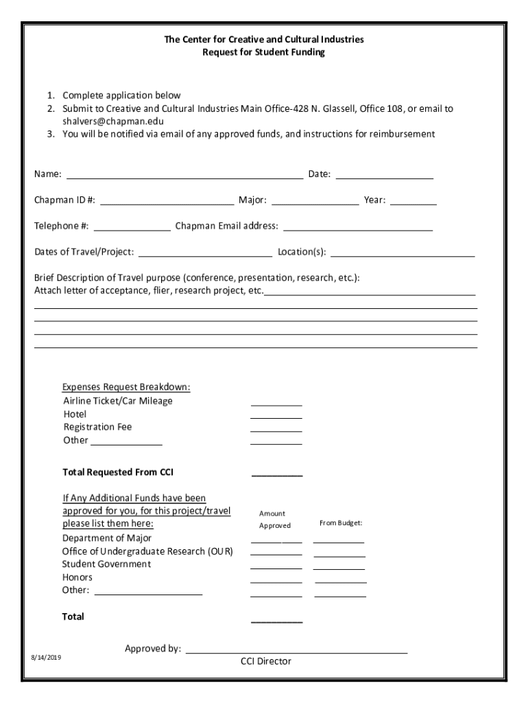 Fillable Online History of the Creative and Cultural Industries - Chapman University Fax Email ...