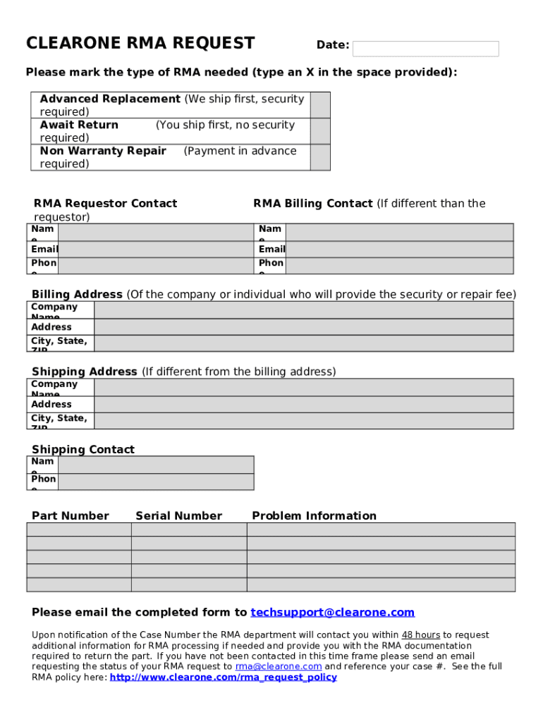RMA Request - X-Rite Doc Template | pdfFiller