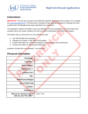 Fillable Online HighTech Bound Application - Hard Copy - UNH-IOL Fax ...