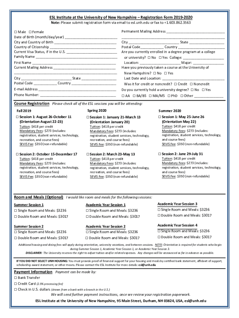 Fillable Online cola.unh.edu sites defaultESL Institute at the ...