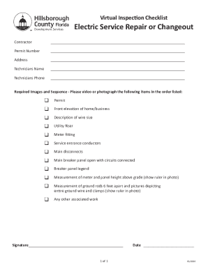 Fillable Online Electrical Service Repair or Changeout Virtual ...