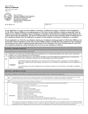 Fillable Online CGCC-CH1-03 Notice of Defense Rev0921 Fax Email Print ...