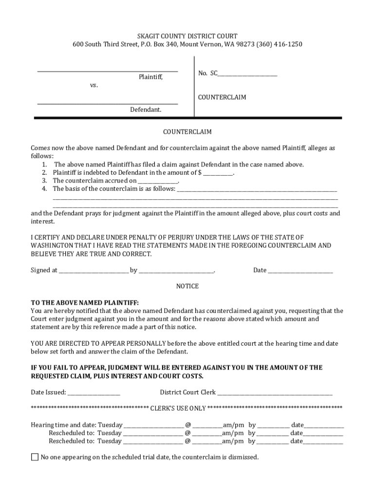 Fillable Online Small Claims Counterclaim.docx Fax Email Print - pdfFiller