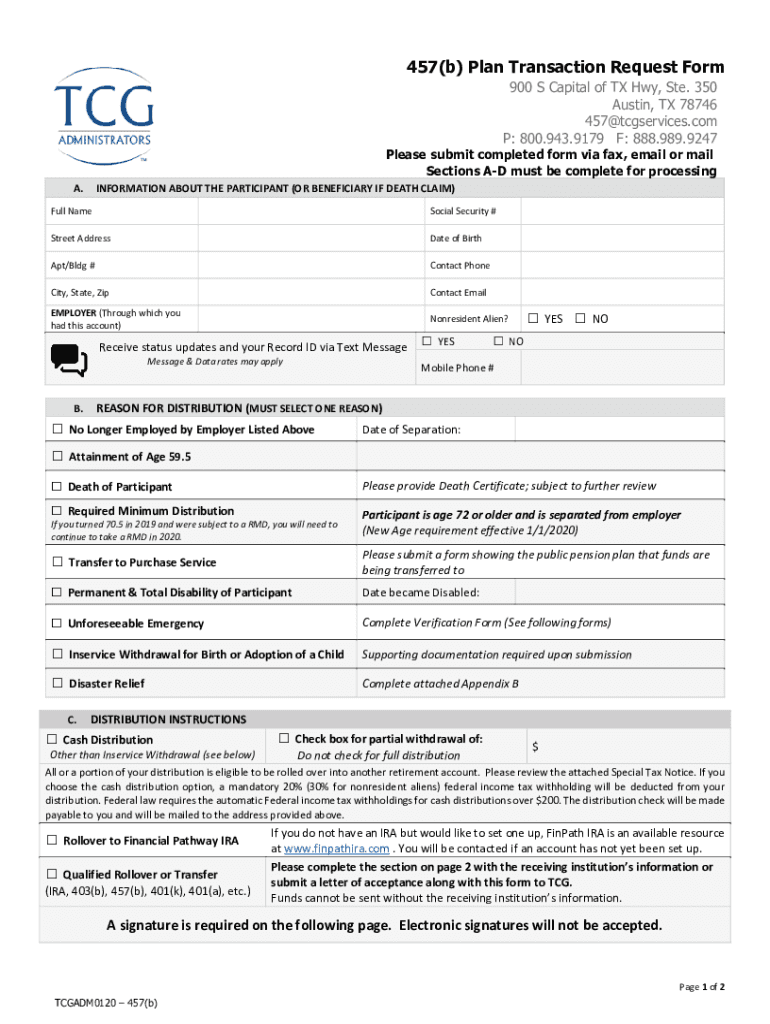 Fillable Online fill.io457-b-Plan-Transaction-Request-FormFill - Free ...