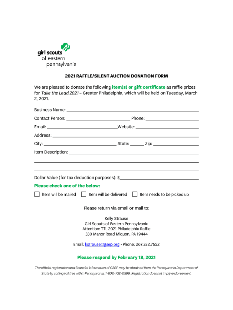 Fillable Online Downloadable Charity Auction Donation Form ...