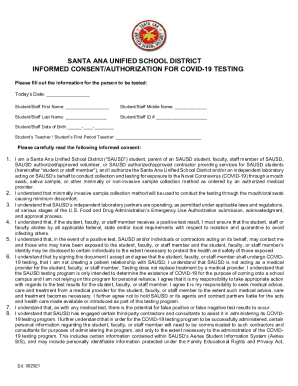 Fillable Online SANTA ANA UNIFIED SCHOOL DISTRICT INFORMED CONSENT/AUTHORIZATION FOR ... Fax ...