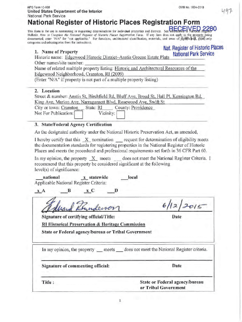 Fillable Online Edgewood Historic District--Anstis Greene Estate Plats. RecordID (Reference ...