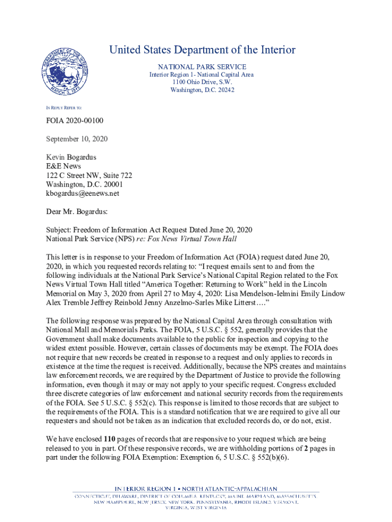 Fillable Online Region 1: National Capital Area (U.S. National Park ...