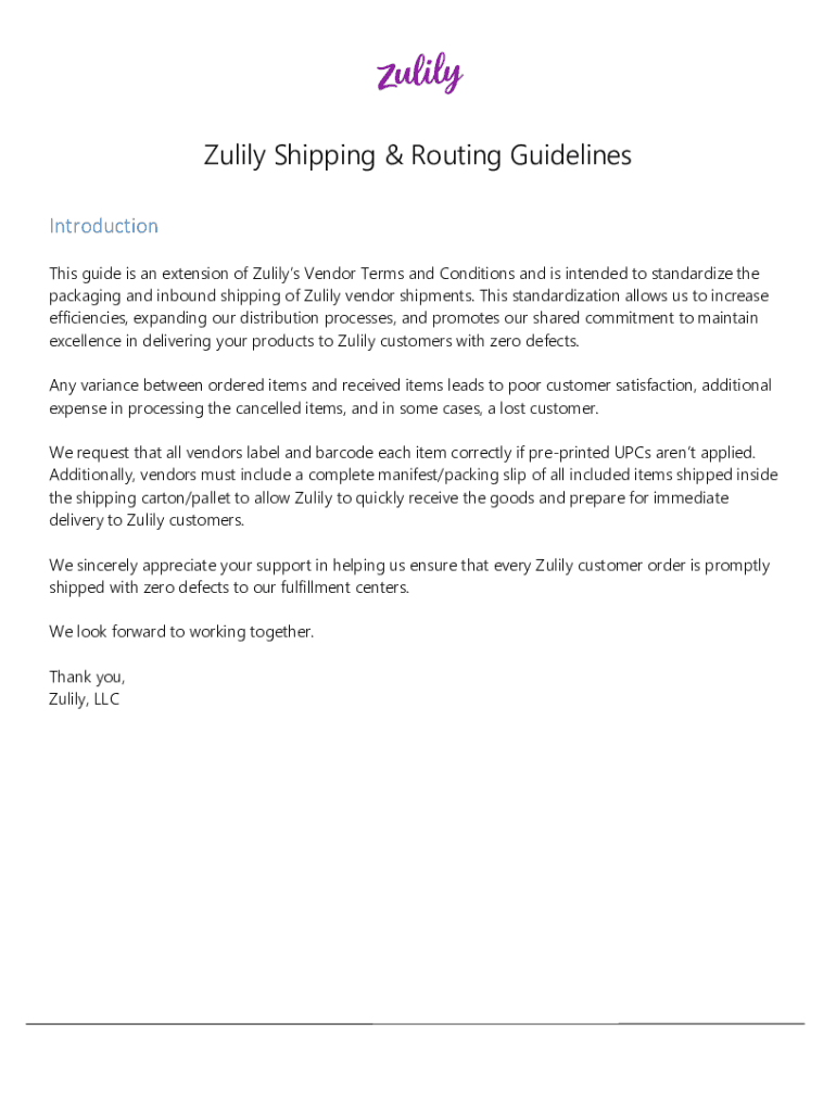 Fillable Online Zulily Shipping & Routing - Guidelines/FAQZulily Vendor ...