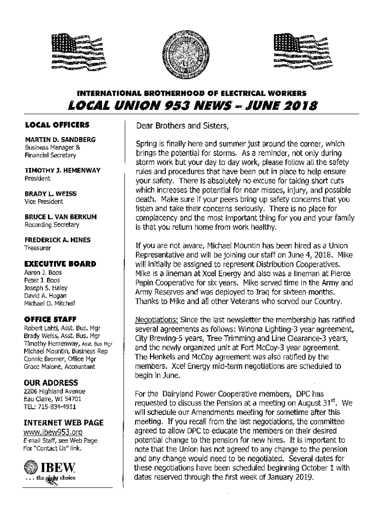 Fillable Online IBEWHomeIBEW LOCAL 98International Brotherhood of ...