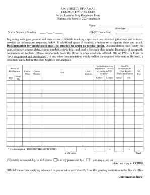 Fillable Online Initial Lecturer Step Placement Form Fax Email Print ...