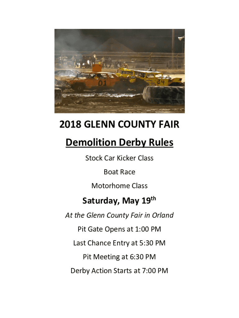 Fillable Online County Fair Rules - Smash It Demolition Derby Fax Email ...