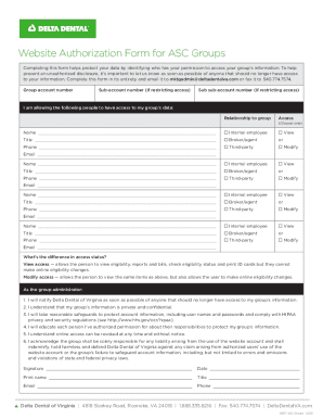 Fillable Online Website Authorization Form for ASC Groups Fax Email ...