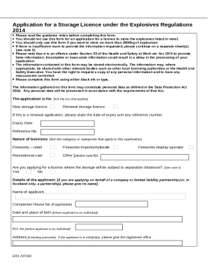 Application for a licence to store explosives or fireworks Doc Template ...