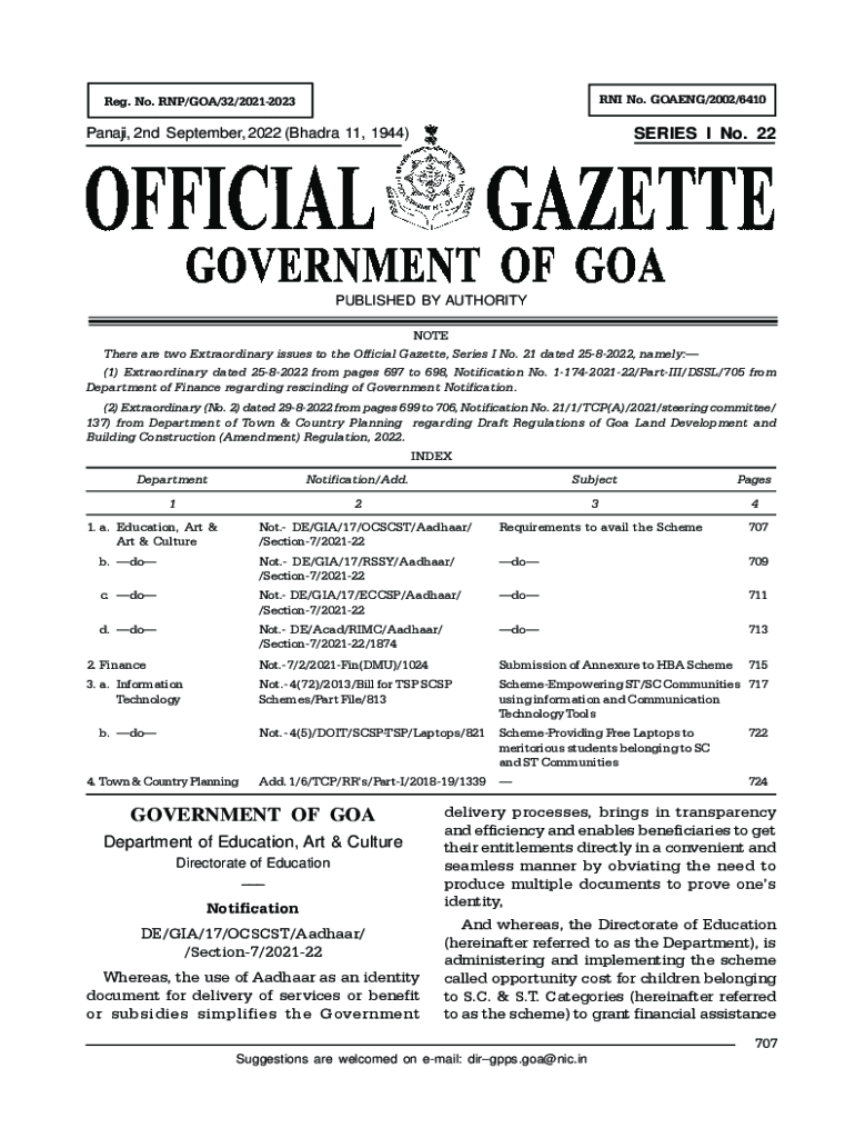 Fillable Online SERIES I No. 22 - Goa Printing Press Fax Email Print ...