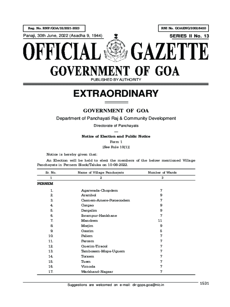 Fillable Online Notice of Election and Public Notice - Government Of ...