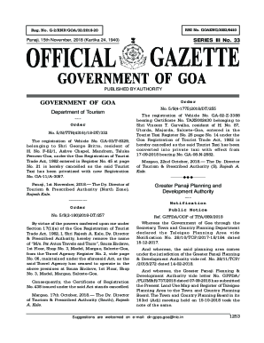 Fillable Online O. G. Series III No. 33.pmd - Goa Printing Press Fax ...