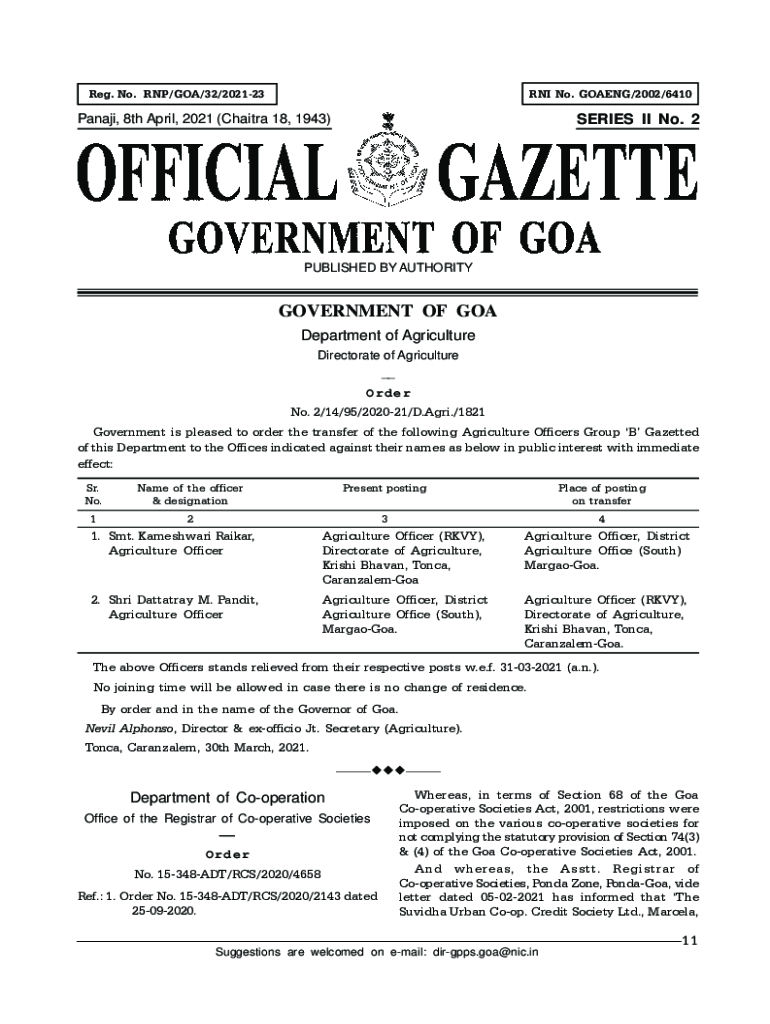 Fillable Online dmg.goa.gov.inPDFsDownloadsReg. No. GR/RNP/GOA/32 RNI ...