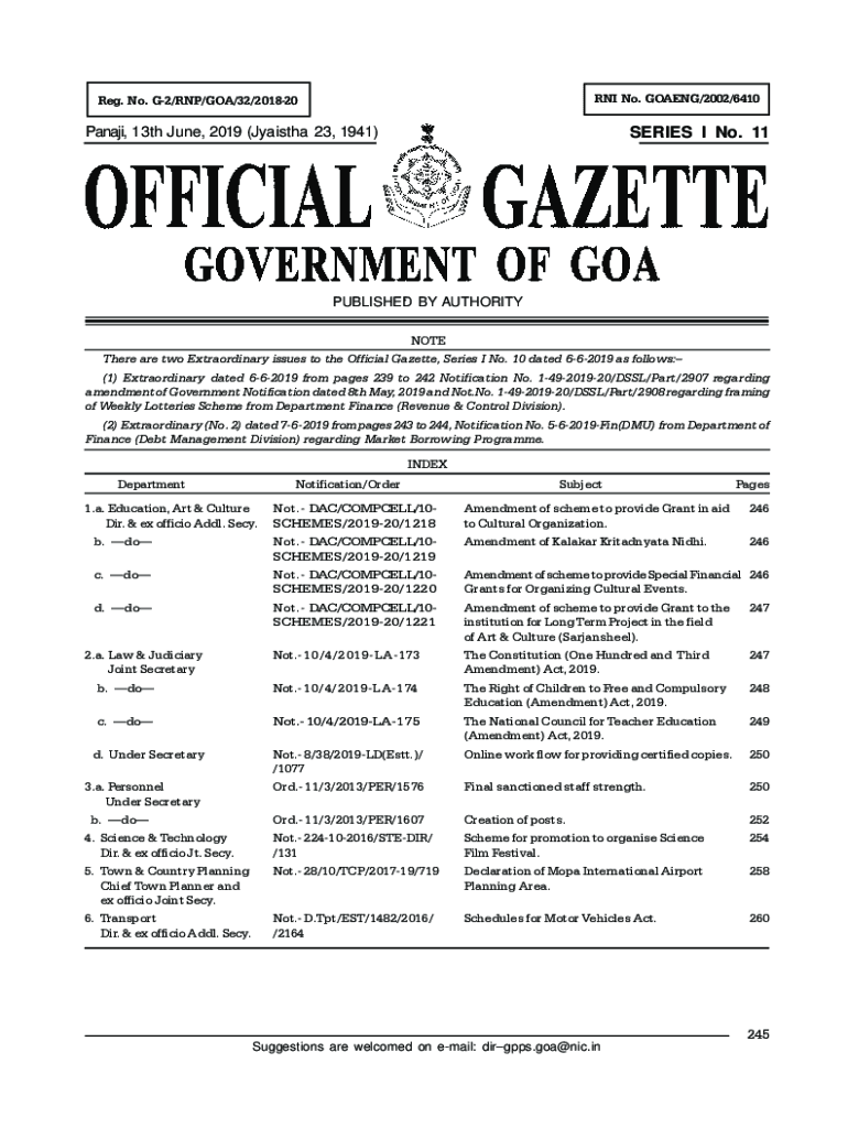 Fillable Online SERIES I No. 11 - Goa Printing Press Fax Email Print ...