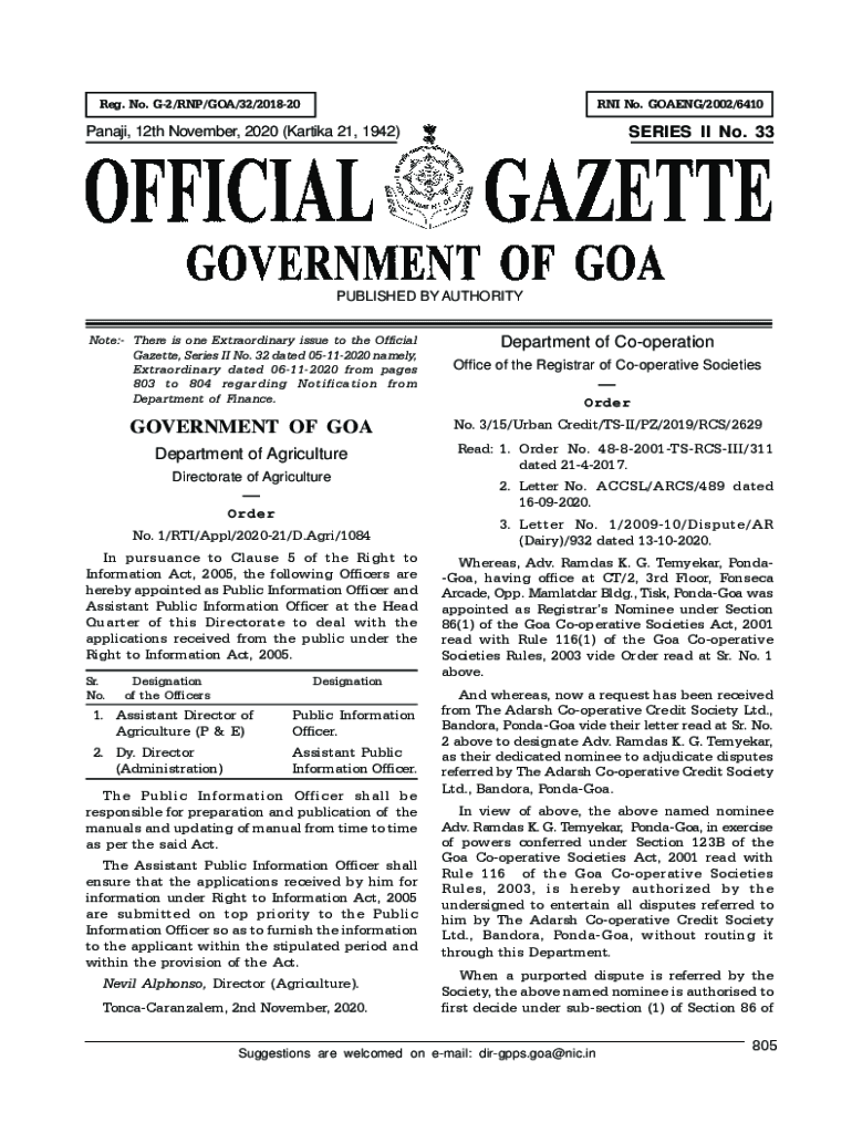 Fillable Online UPDATED -Govt Of Goa Power, Secretaries and Ministers ...