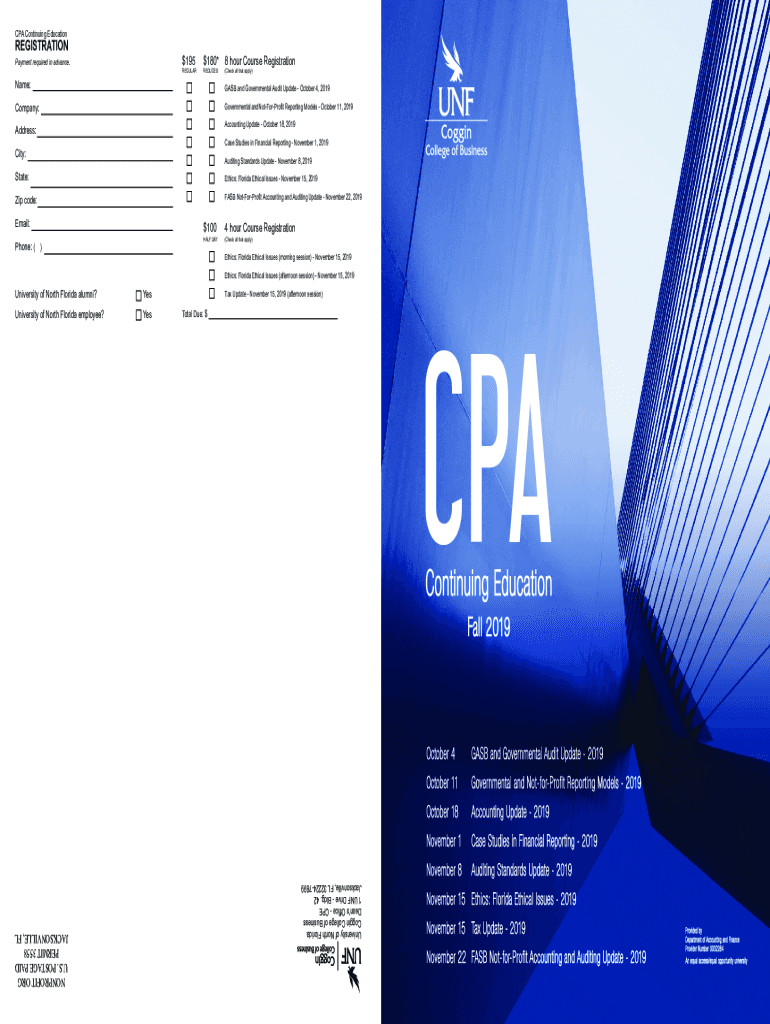 Fillable Online CPA Continuing Professional Education ...