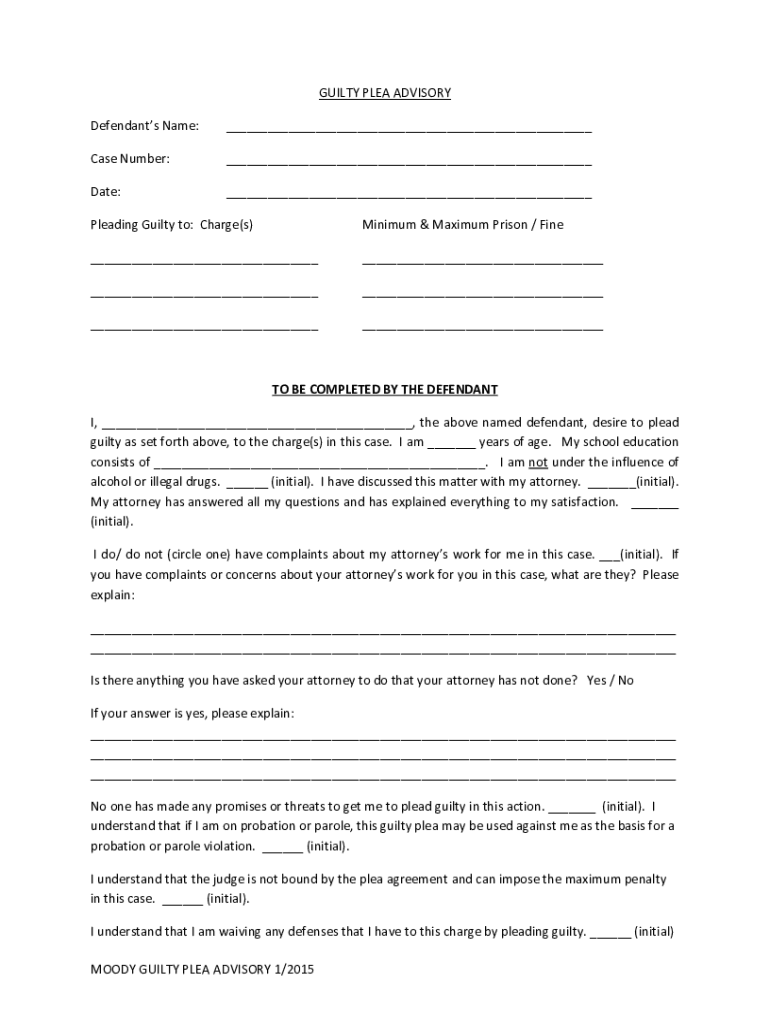 Fillable Online Withdrawing a Guilty Plea in a Criminal ...