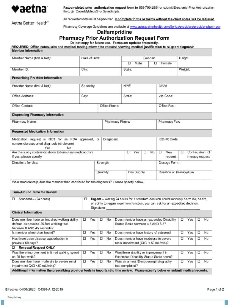 Fillable Online es.aetnabetterhealth.com florida assetsPharmacy Prior ...