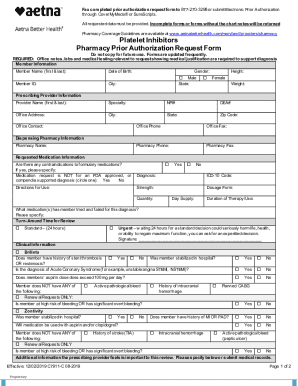 Fillable Online Platelet Inhibitors Pharmacy Prior Authorization Request Form Fax Email Print ...