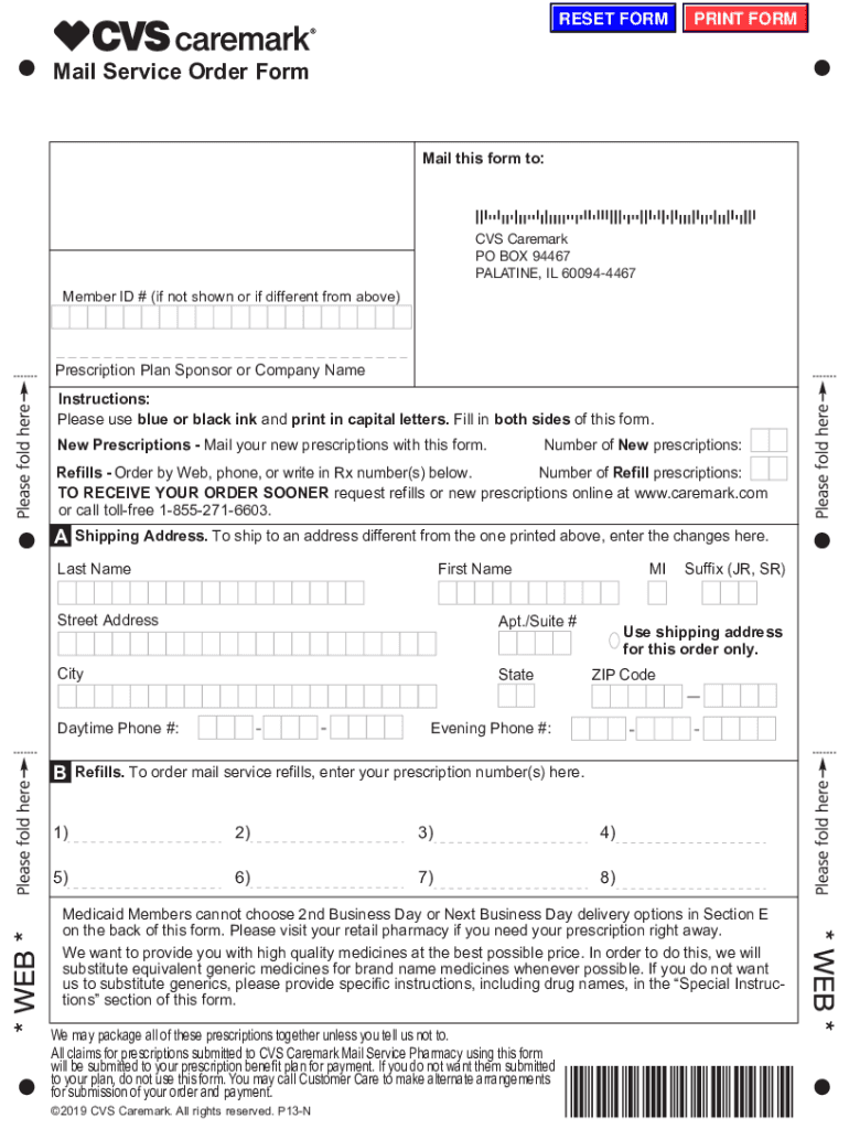 Fillable Online integratpa.compdfEnvolveCVS Mail Order FormMail Service ...
