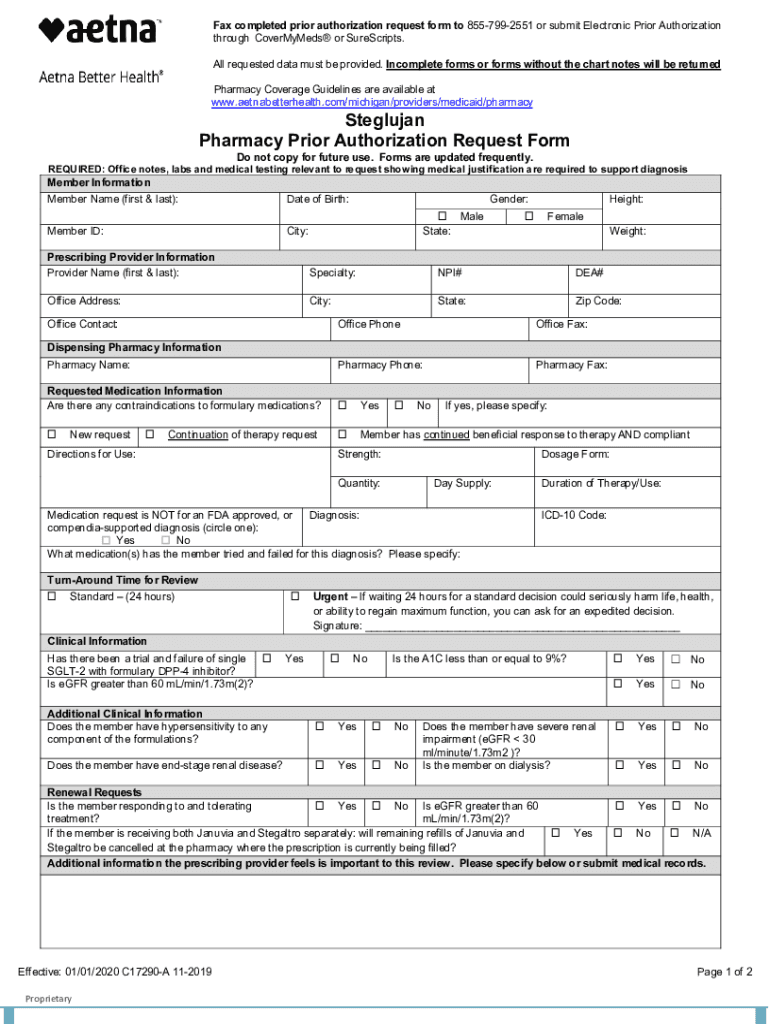Fillable Online Steglujan Pharmacy Prior Authorization Request Form Fax ...
