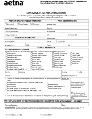 Fillable Online Lipotropics, Other Prior authorization Form - Aetna ...