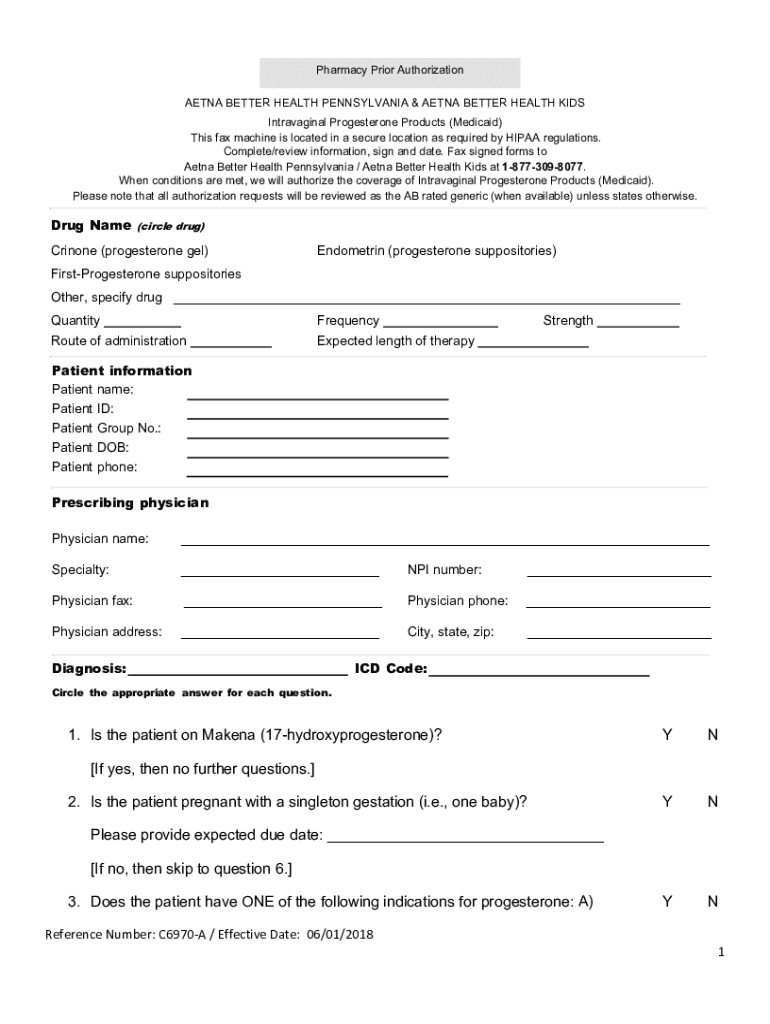 Fillable Online ABH-PennIntravaginalProgesteroneProductsPAForm ...