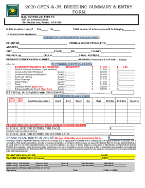 Fillable Online OPEN JR. BREEDING RABBIT SHOW - ENTRY FORM AND REPORT ...